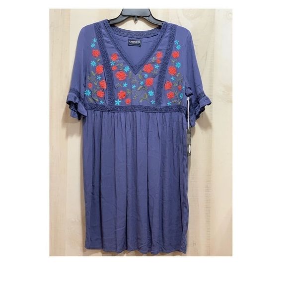 Cherokee | Dresses | Cherokee Embroidered Short Sleeve Peasant Dress ...